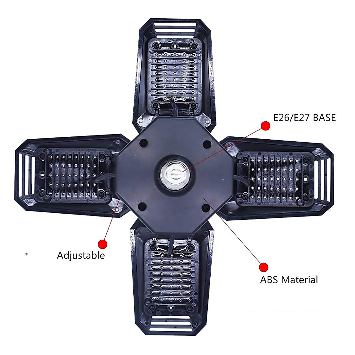 Deformable LED Garage Lights - 12000 Lumen 6500K Daylight 120W, Four Leaf Garage Organization Ceiling Lighting