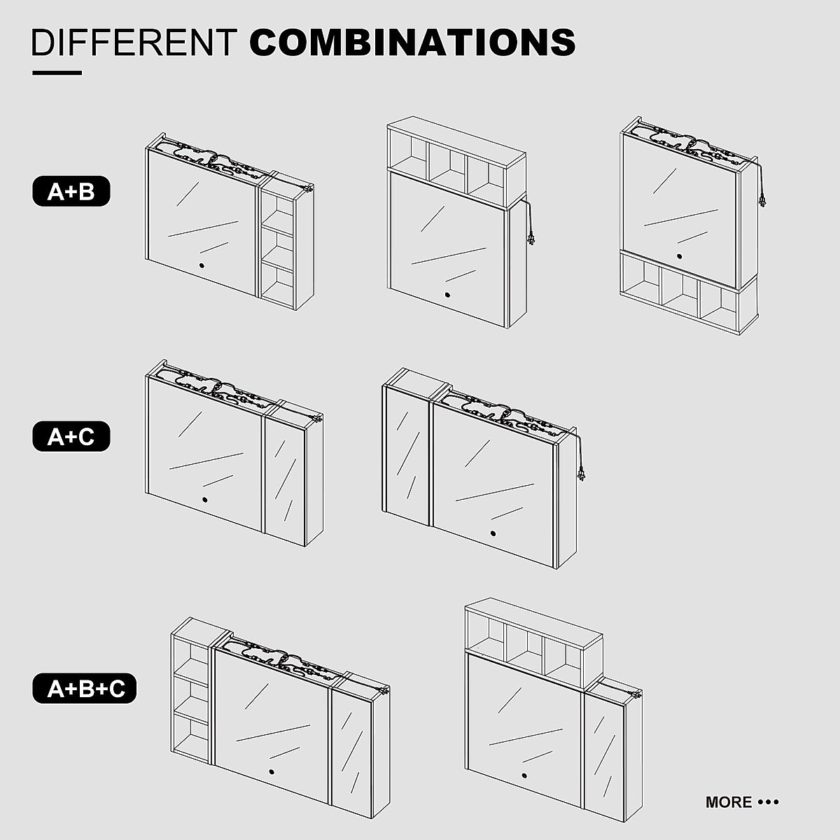 Mepplzian Black Lighted Medicine Cabinet with Mirror,Led Medicine Cabinet for Bathroom,Illuminated Mirrored Medicine Cabinet Wall Mounted,Bathroom Mirror with Storage,32 x 24 Inch