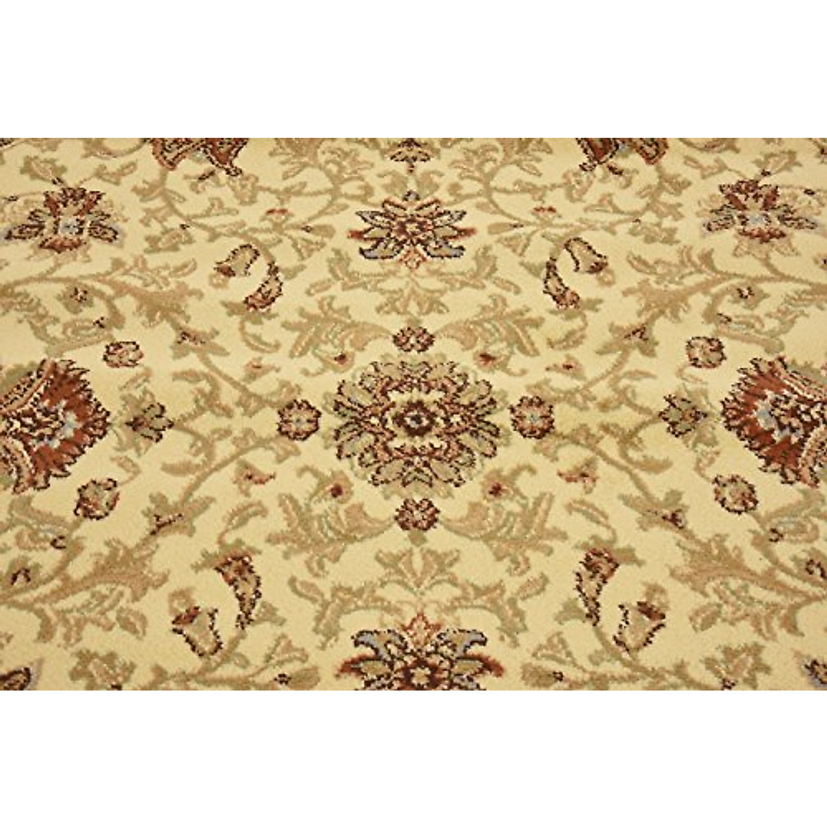 Unique Loom Voyage Collection Traditional Oriental Classic Intricate Design Area Rug, Round 6' 1" x 6' 1", Ivory/Tan