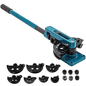 VEVOR Pipe Tube Bender, 3/8" to 1" Manual Pipe Tube Bender, with 7 Dies, Heavy Duty Tube Bender Tubing of Steel Metal Copper, for Repair Shops, Blue