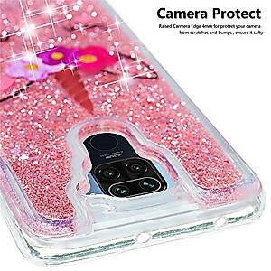 EMAXELER Compatible with Redmi Note 9 Case Cover 3D Creative Design Cartoon Pattern Anti-Fall Flowing Quicksand Bling Shiny Liquid TPU Soft Case for Redmi Note 9 TPU Eyelash XY.