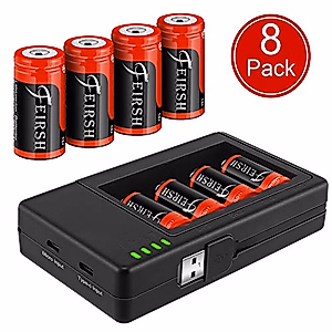 8 Pack Batteries and Charger, 3.7V Batteries for Arlo Wireless Security Cameras VMC3030 VMK3200 VMS3330 3430 3530 and Flashlights