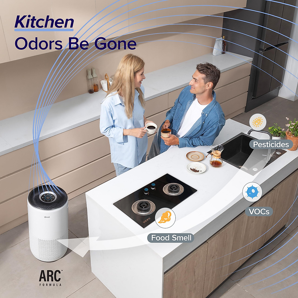 LEVOIT Air Purifiers for Home Large Room, Smart WiFi and PM2.5 Monitor H13 True HEPA Filter Removes Up to 99.97% of Particles, Pet Allergies, Smoke, Dust, Auto Mode, Alexa Control, White