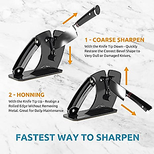 Amesser Professional Knife Sharpeners with Auto Adjustable Angles, Chef-quality Results, Sharpen and Hone any Knife, Kitchen Knives, Camping Knife Sharpner, Blade Sharpener