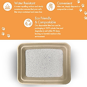 Disposable Litter Boxes for Cats, 8 Pack, Large - 17"x13"x4", Animaru, Use as Disposable Cat Litter Tray or as Disposable Cat Litter Box Liner, Sturdy, Leak Resistant and Sustainable