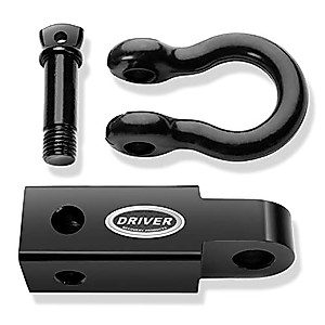 Driver Recovery Products 2 Inch Shackle Hitch Receiver with 5/8" Hitch Pin - 5-Ton (10,000 Pound) Towing Capacity Accessory with 3/4" D-Ring