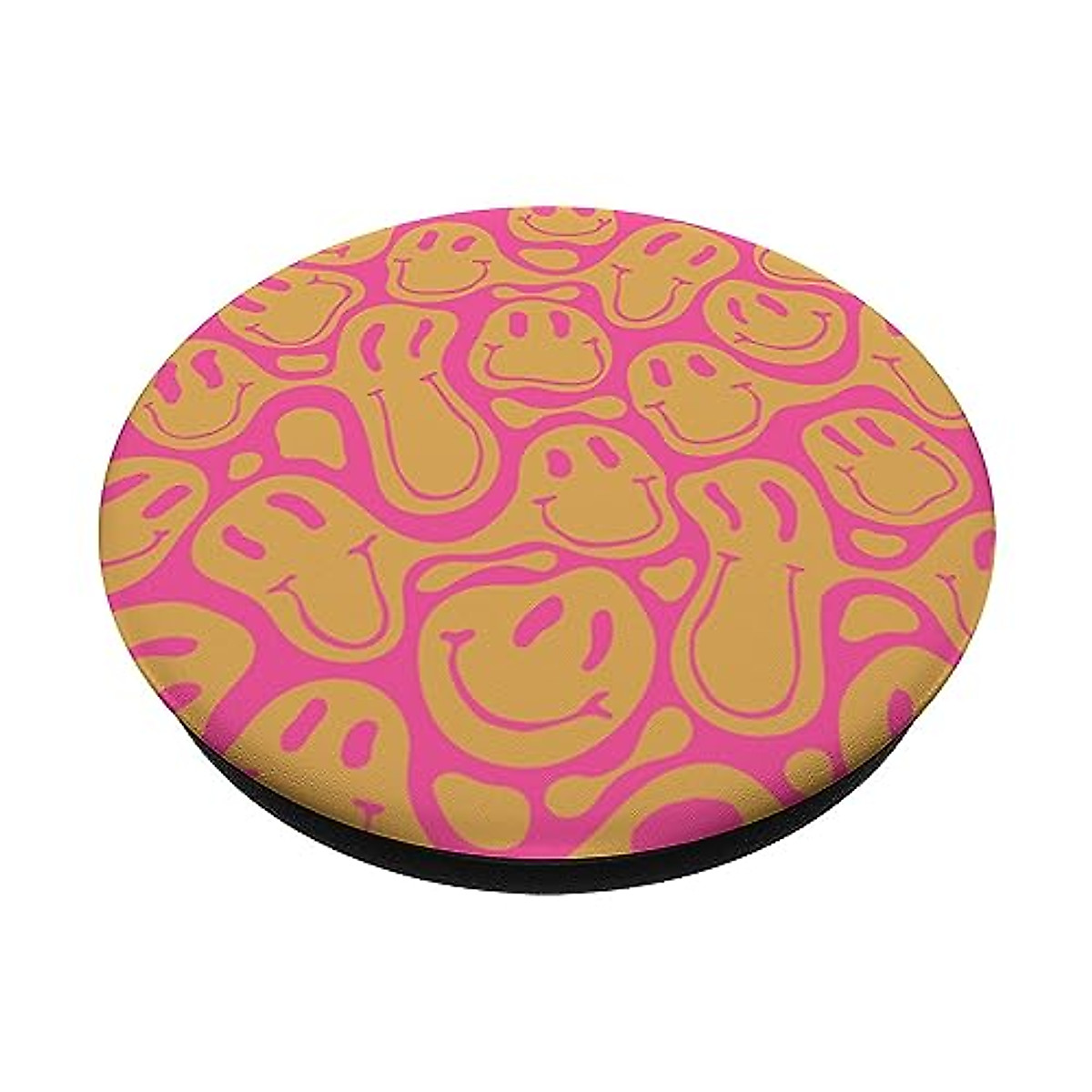 aesthetic teen pink liquid swirl dripping yellow smile face PopSockets Standard PopGrip