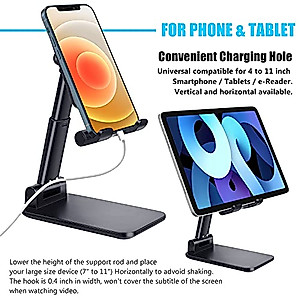 Cell Phone Stand for Desk, Angle Height Adjustable Phone Holder for Office, Compatible with iPhone 13 12 11 Pro XS Max XR 8 7 6S Plus, Samsung S20+ Note10, Tablets, Charging Accessories (2 Pack)