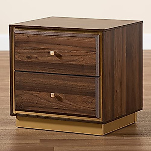 Baxton Studio Cormac Nightstands, Walnut Brown/Gold