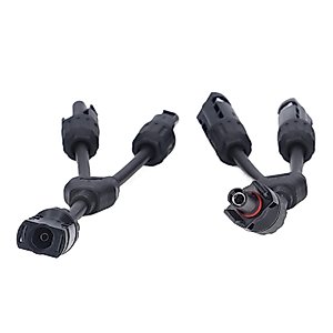 Solar Connector y Branch Parallel Adapter Cable Cord, 2 to 1 Panel Connector Plug Tool Kit, 2 Side Built in Lock, Brass PPO Material Waterproof for Photovoltaic System