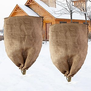 2 Pack Burlap Winter Plant Cover Bags-23.6 × 39.4 inch Plant Frost Protector,Reusable Plant Covers Freeze Protection Plant Frost Cloth Cold Freeze Blanket Protecting Fruit Tree Potted Plants (2PCS)