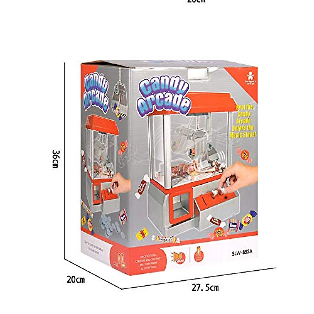 Xiangtat Large Claw Toy Grabber Mini Arcade Machine with Lights & Sounds - Electronic Claw Toy Grabber Machine, Animation, Authentic Arcade Sounds for Exciting Play – with Volume Control Switch