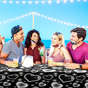 Tudomro 3 Pack 2000s Tablecloth Decoration Cholo Party Table Cover 90s Table Covers Heart Early Plastic Disposable Rectangle Table Decoration for Birthday Party Supplies, 54 x 108 Inches(Black)