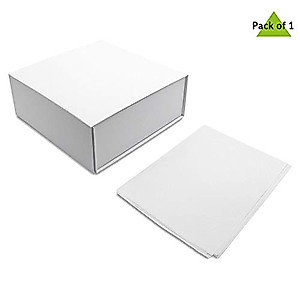 White Gift Box - 1 Pack Small Collapsible Magnetic Lid Luxury Cardboard Box for presents, gifts, Ornaments, Holiday, Weddings, Events, Small Businesses, Organization, Supplies, Crafting - 9.4x9.4x3.7