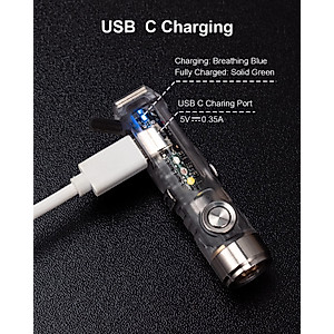 RovyVon Aurora A8 G4 Keychain Flashlights USB C Rechargeable, 650 lumens Super Bright Small EDC Flashlight Gear with Magnetic Clip and Tail Base for EDC Carry Outdoors (365nm/Red/White Sideligts)