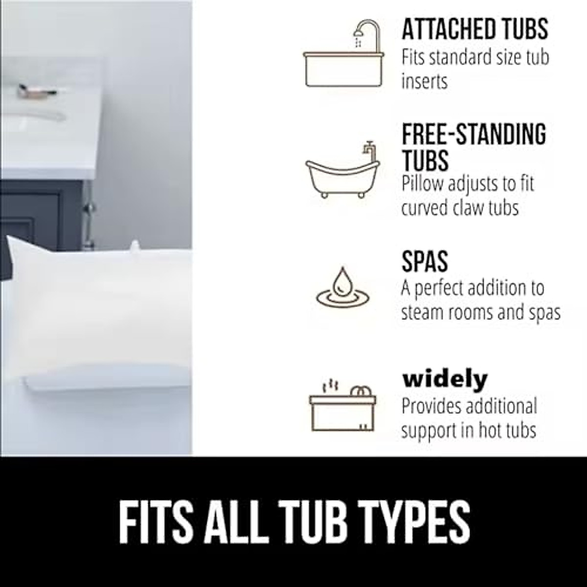 YUET Anti-Slip Non-Slip Bathtub Pillow Home Spa Bath Inflatable Cushion Head Neck Back Shoulders Rest Relax Suction Cup Bathroom Support for Hot Tub Luxurious Headrest