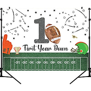 MAYSSKQ Football First Birthday Backdrop It's Game Time First Year Down Photo Background Game On Football Boy Birthday Party Decorations (7x5ft)