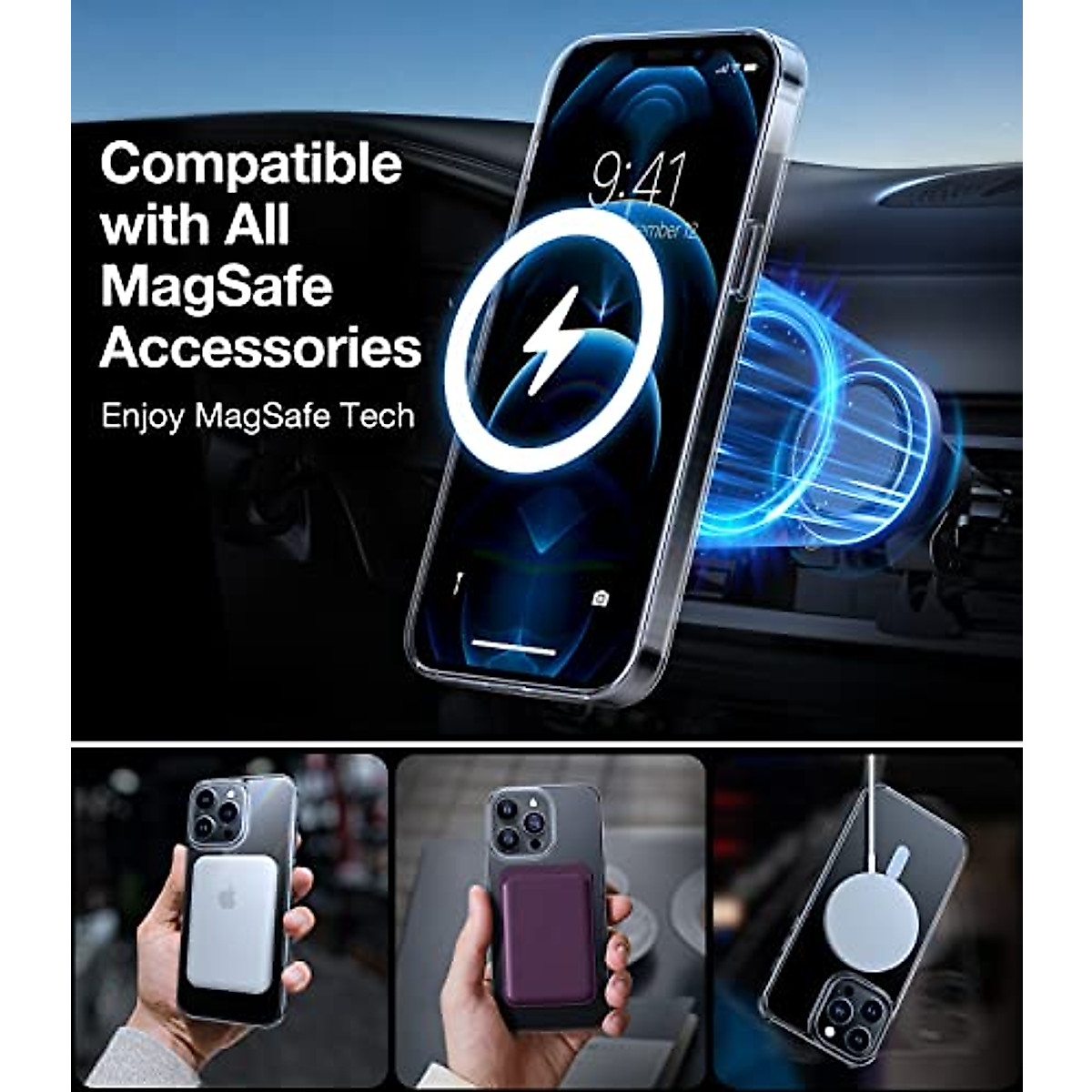 TORRAS Magnetic Clear for iPhone 13 Pro Case, Compatible with MagSafe, Never Yellow, Military Grade Drop Tested, Protective Slim Thin Case for iPhone 13 Pro Phone Case, 6.1", Clear