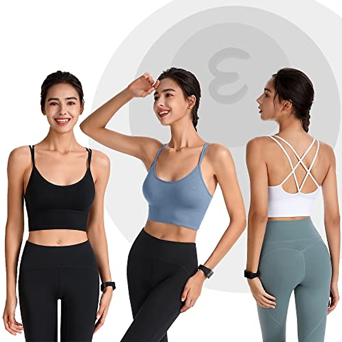 Evercute Cross Back Sport Bras Padded Strappy Criss Cross Cropped Bras for Yoga Workout Fitness Low Impact