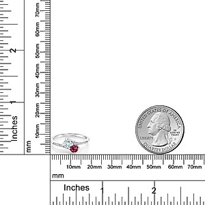 Gem Stone King 10K White Gold Forever United 2 Stone Sky Blue Aquamarine and Pink Tourmaline and Diamond Engagement Ring For Women (0.63 Cttw, Round, Avaiable in Size 5,6,7,8,9)