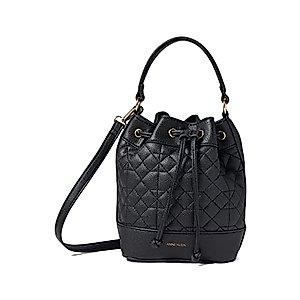 Anne Klein Womens Anne Klein quilted bucket crossbody, Black, One Size US