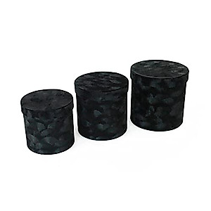 UNIKPACKAGING Premium Quality Round Velvet Flower Box, Gift Boxes for Luxury Flower and Gift Arrangements, Set of 3 pcs (Black)