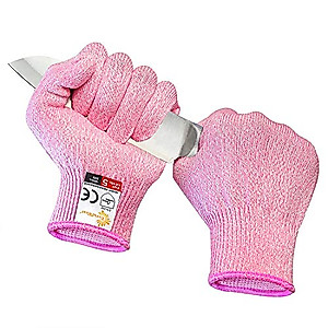 Evridwear Cut Resistant Gloves Food Grade Level 5 Kitchen Safety Protection (Medium, Pink)