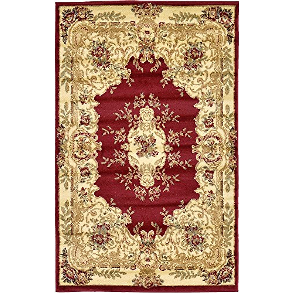 Unique Loom Versailles Collection Traditional Classic Medallion Motif Area Rug (3' 3 x 5' 3 Rectangular, Burgundy/ Ivory)