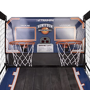 Triumph Sports Run n Gun Arcade Basketball Shootout Game Fully and Semi Assembled Out of The Box Fold Out and Play! Folds 100% Flat for Complete Storage Fully Portable, Play Inside or Outside
