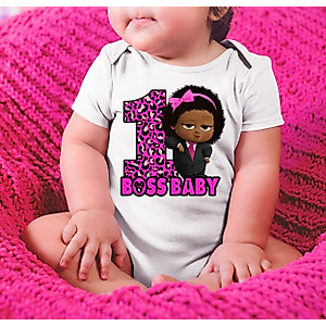 Boss Girl 1st Birthday Tutu Outfit For One Year Old Baby Girl 1 - Leopard Print and Pink (12M)