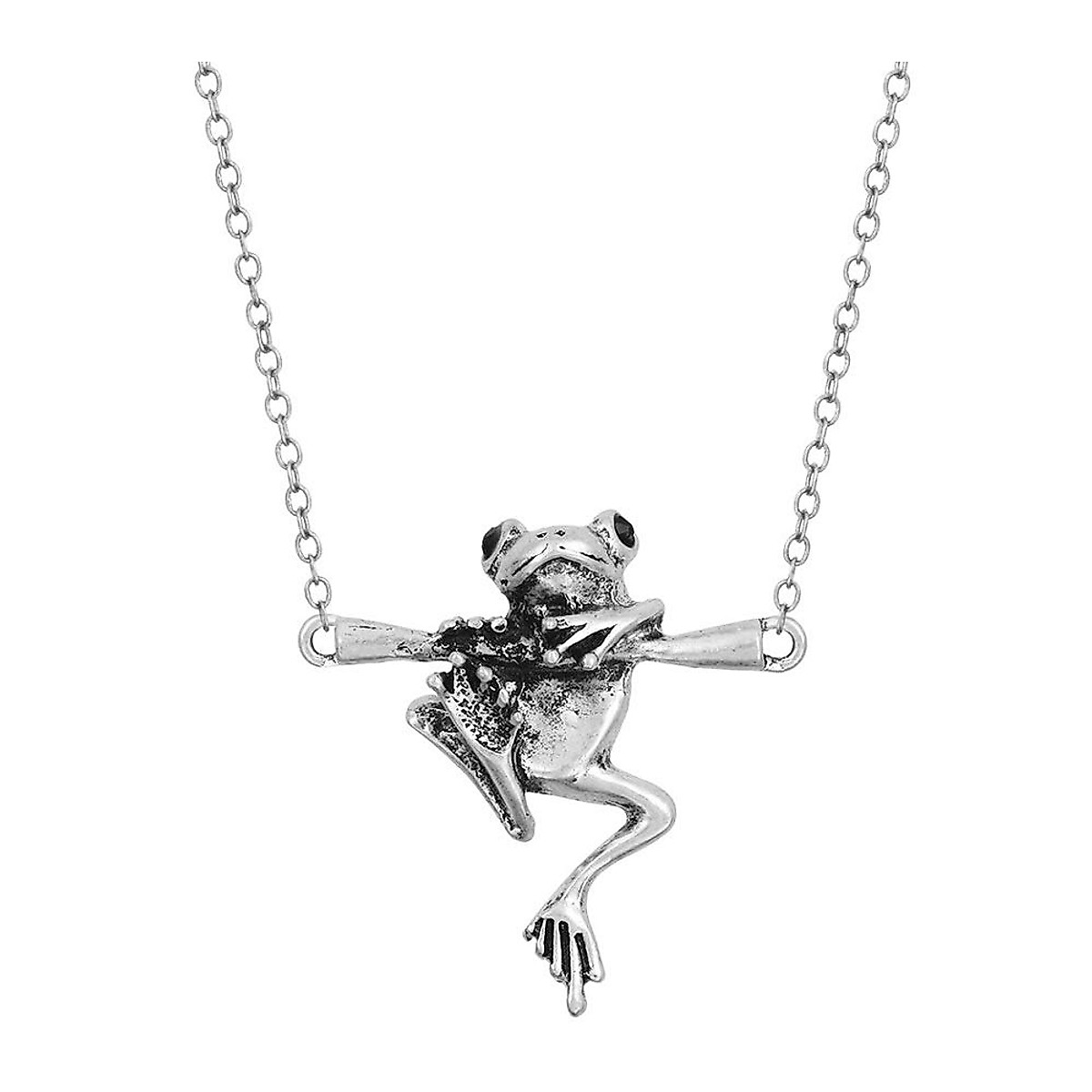 Caiyao Cute Hanging Frog Pendant Necklace Vintage Silver Plated Funny Animal Necklace for Women Men(Vintave)