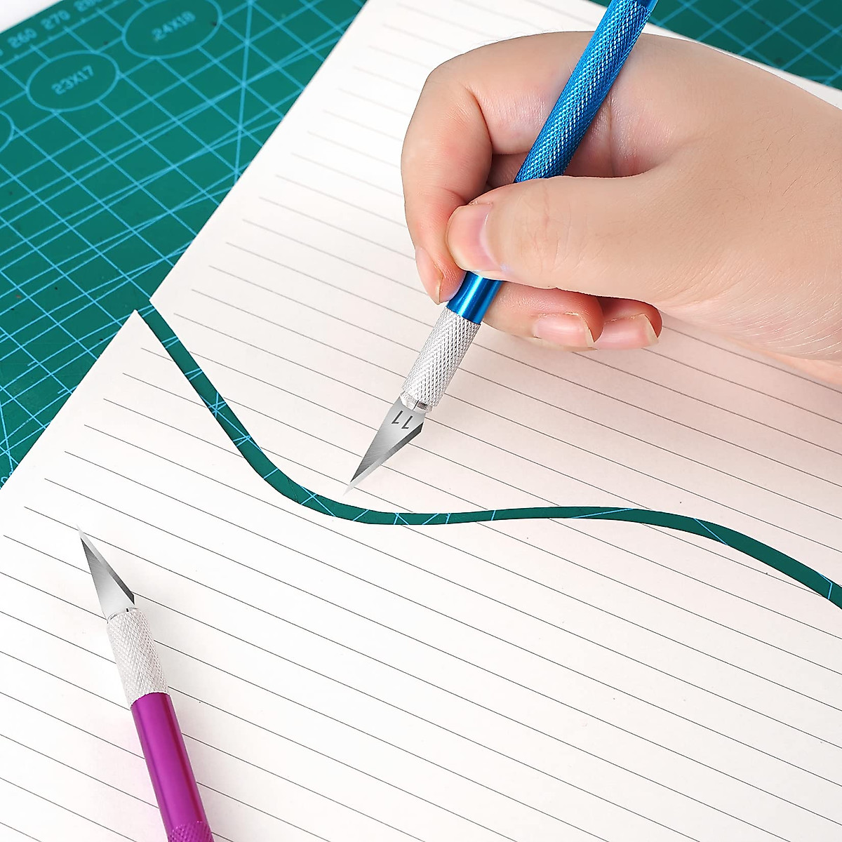 DIYSELF Exacto Knife Set, 2 Pcs Craft Knife with 40 Pcs Hobby Knife Replacement Blades, Hobby Knife Kit for Scrapbooking, Stencil, Fondant, Paper, Sharp Precision Knife for Art Carving