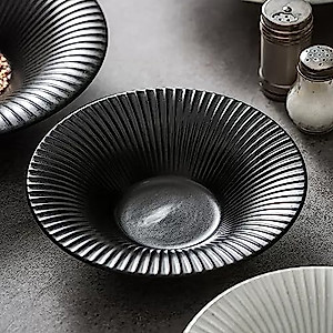 EERINESS Dinner Plates Soup Bowls Japanese-style Household Ramen Large Soup Bowl Deep Plate Ceramic Fruit Salad Bowl Dessert Bowl Tableware Ramen Bowl (Color : A, Size : Medium)