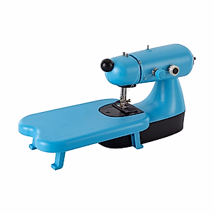 Mini Sewing Machine for Beginners Adults Kids Portable Sewing Machine with Extension Table, LED Light, Foot Pedal for Household Travel (Blue)