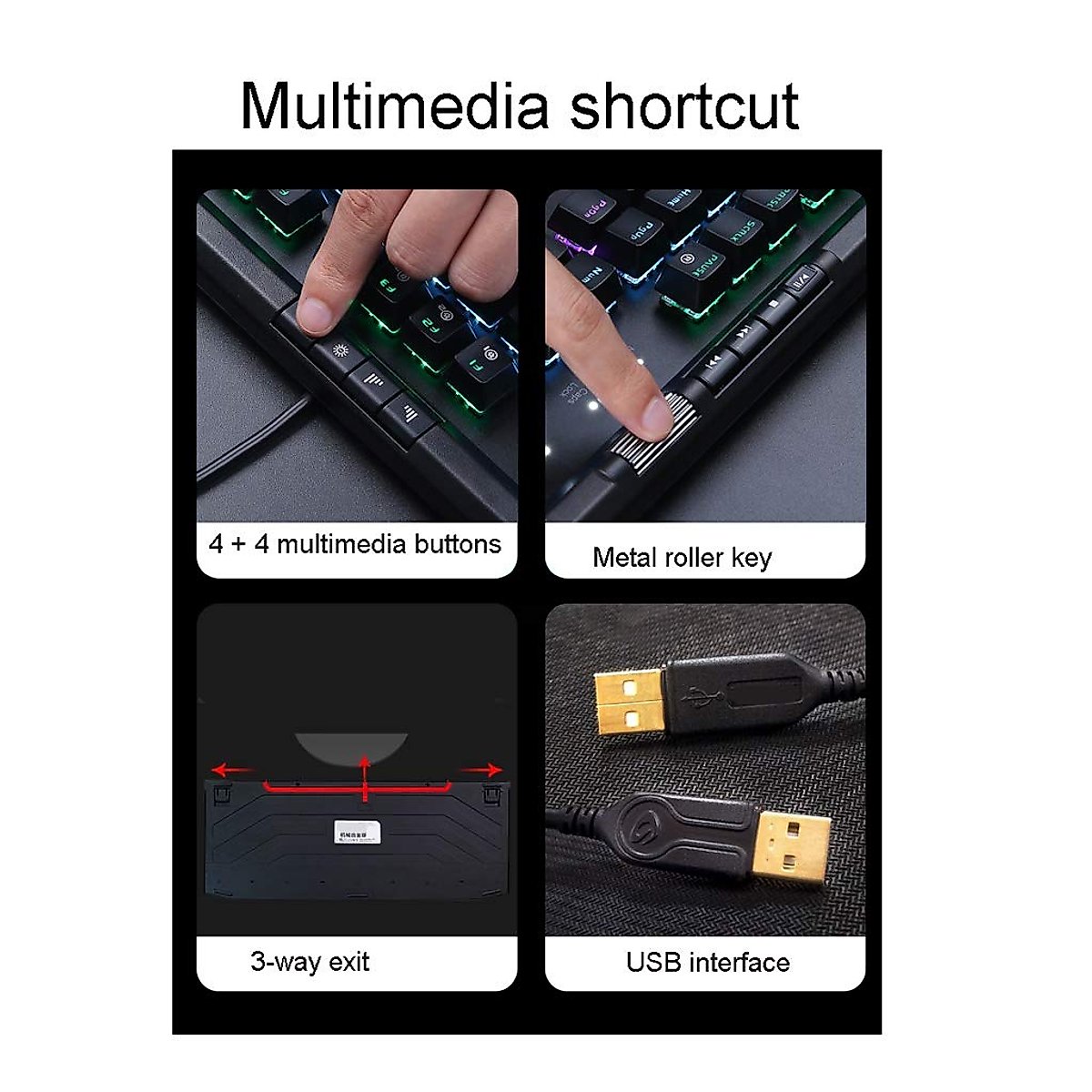ARCH USB Gaming Keyboard Wired Ergonomic Mechanical Keyboard with Media Key for Windows Desktop, Computer (Color : Pink)
