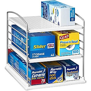 YouCopia UpSpace Adjustable Box Organizer for Foil Wrap and Kitchen Cabinet Storage, Original, White