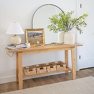 Set of 4 Handwoven Water Hyacinth Storage Baskets - Organizer Wicker Baskets for Shelves with Clip on Chalkboard Labels and Chalk Markers
