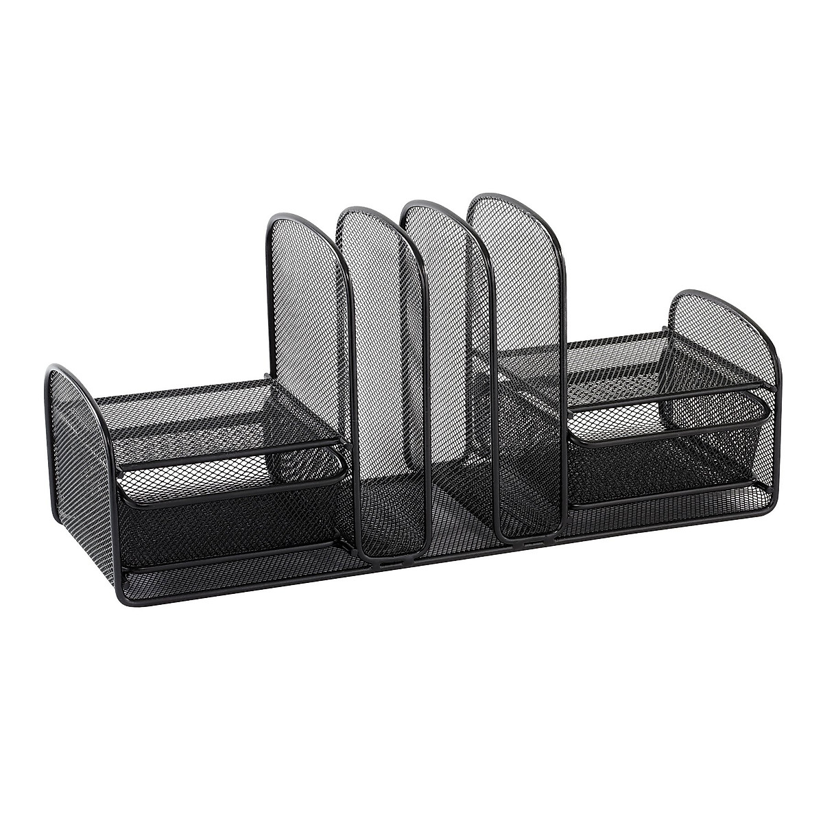 Safco Product 3263BL Onyx Mesh Desk Organizer with Three Vertical Sections, Two Baskets, Home, Office & Classroom Organization Black, 7.8" x 17" x 6.8"
