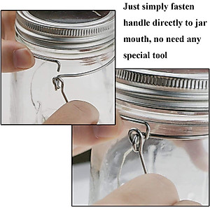 Decorman 6 Pack Stainless Steel Wire Handles (Handle-Ease) Mason Jar Hanger, Canning Jars Hanger, Ball Pint Jar, Jar Hanging Hook for Regular Mouth Mason, Silver