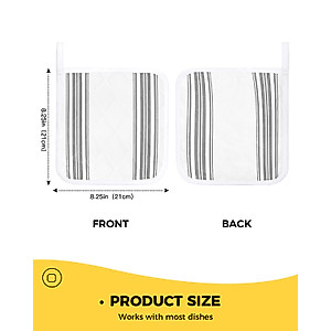 Grey White Stripes 2 PCS Pot Holders for Kitchens Counter, Casual Bohemian Geometric Art Decor Heat Insulated Podholders Oven Hot Pads for Cooking BBQ Baking Heat Proof Mat