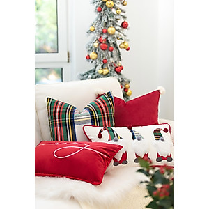 Hofdeco Premium Christmas Indoor Outdoor Lumbar Pillow Cover Only, 12"x20" Water Repellent for Holiday, Backyard, Couch, Scottish Tartan Plaid C