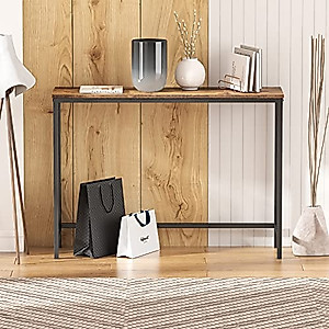 Lifewit 39.4 Inch Narrow Console Table with Metal Frame for Living Room, Industrial Long Entryway Table for Hallway, Entrance, Office, Corridor, Coffee Behind Sofa, Rustic Brown