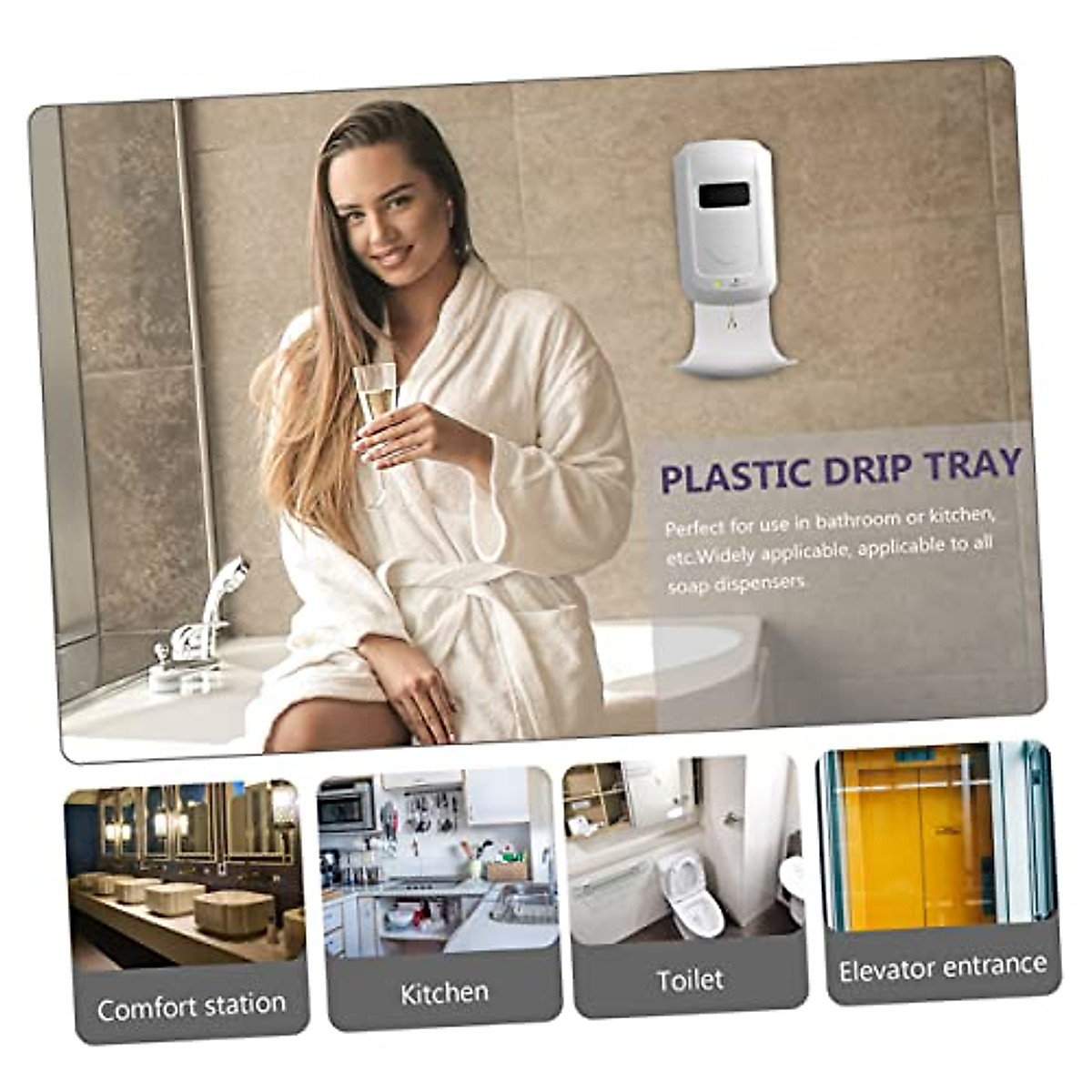 Anneome 2pcs Water Tray Soap Dispenser Plastic Serving Tray Cup Tray Refillable Bottle Drip Tray Laundry Catcher Tray Soap Drip Catcher Spray Abs Water Drop White