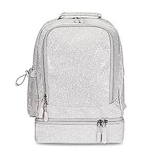 Bentgo® Kids 5-Compartment Lunch Box With Kids 2-in-1 Backpack & Insulated Lunch Bag (Glitter Edition - Silver)