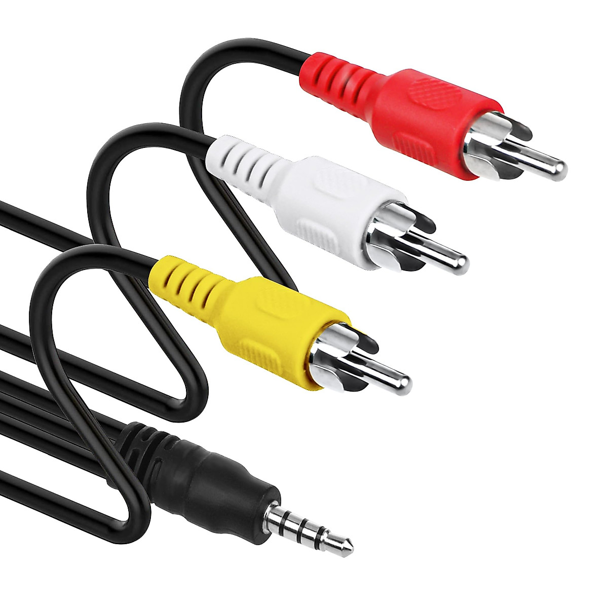 Digipartspower 5FT Cable A/V Audio/Video AV Cord 3.5mm AUX Auxilairy to RCA Composite Yellow White Red Cable for 503AK0400191000001 Western Digital WD TV HD,Live,Live Plus & Mini Media Player