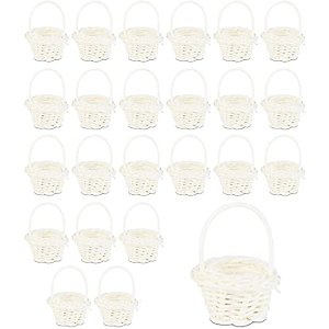Juvale White Mini Woven Baskets with Handles (1.75 x 2.5 in, 24 Pack)