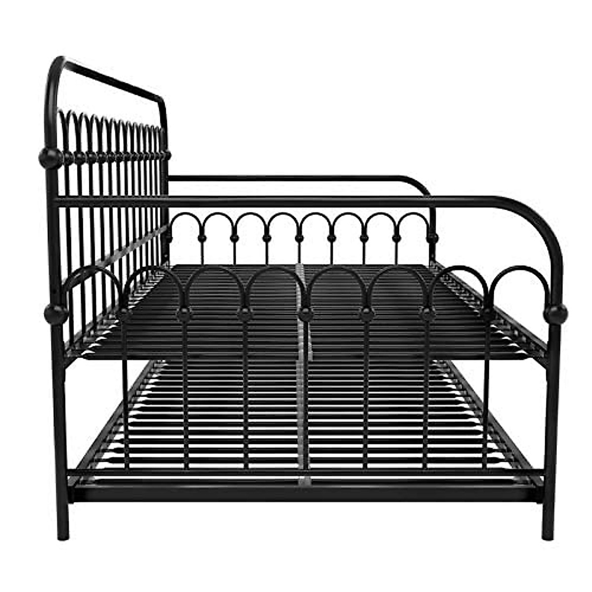 Novogratz Bright Pop Twin Metal Daybed and Trundle, Stylish & Multifunctional, Built-in Casters, Black