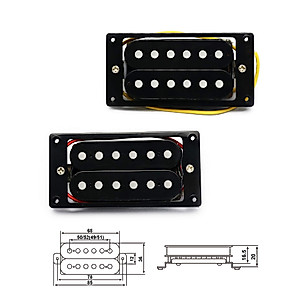 Metallor Electric Guitar Humbucker Pickup Double Coil Ceramic Magnet Pickup Guitar Parts Replacement Neck and Bridge Set of 2Pcs Black.