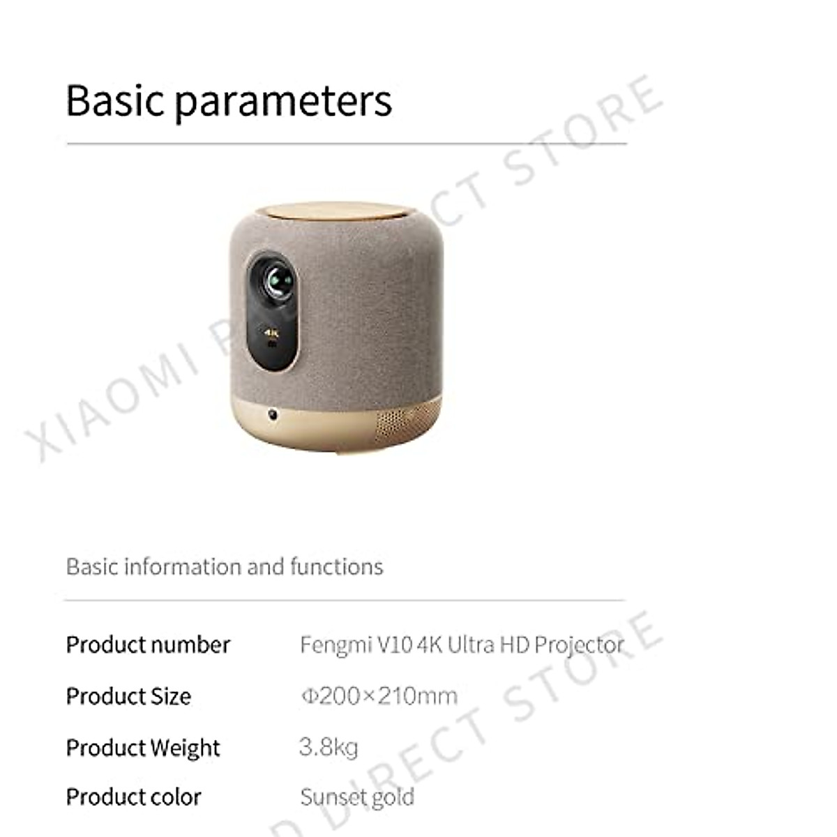 KKJJ Mini Projector 4K LED Gaming Projector 2500ANSI Lumen HDR10 4+64G 120Hz 12ms Game Delay Home Theater Portable Beamer (Color : Brown)