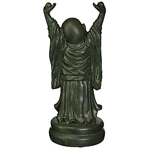 Design Toscano Jolly Hotei Asian Man Sanctuary Decor Statue Figurine, 5 inches wide, 13 inches tall, Cast Stone Resin, Green Bronze Finish